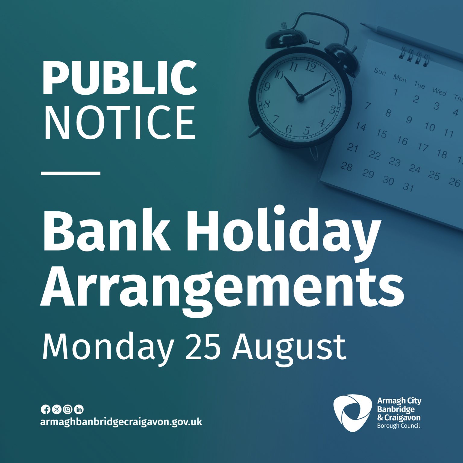 Bank holiday arrangements | Armagh City, Banbridge and Craigavon ...